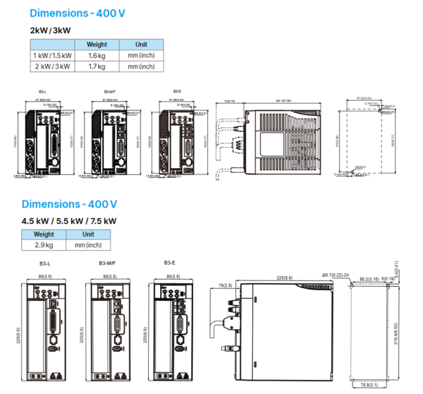 Delta ASDA-B3 Servo Drive Dimension Details - Click2Electro