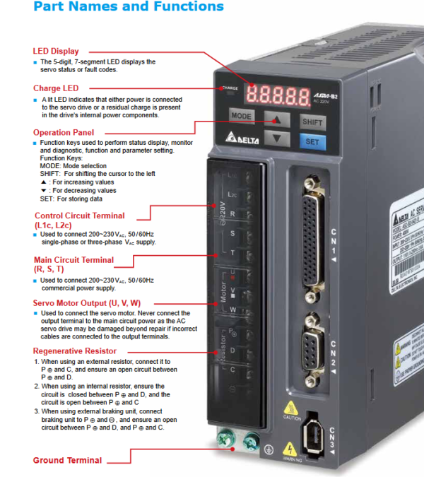 Delta ASDA-B2 Series Servo Drive Wiring - Click2Electro